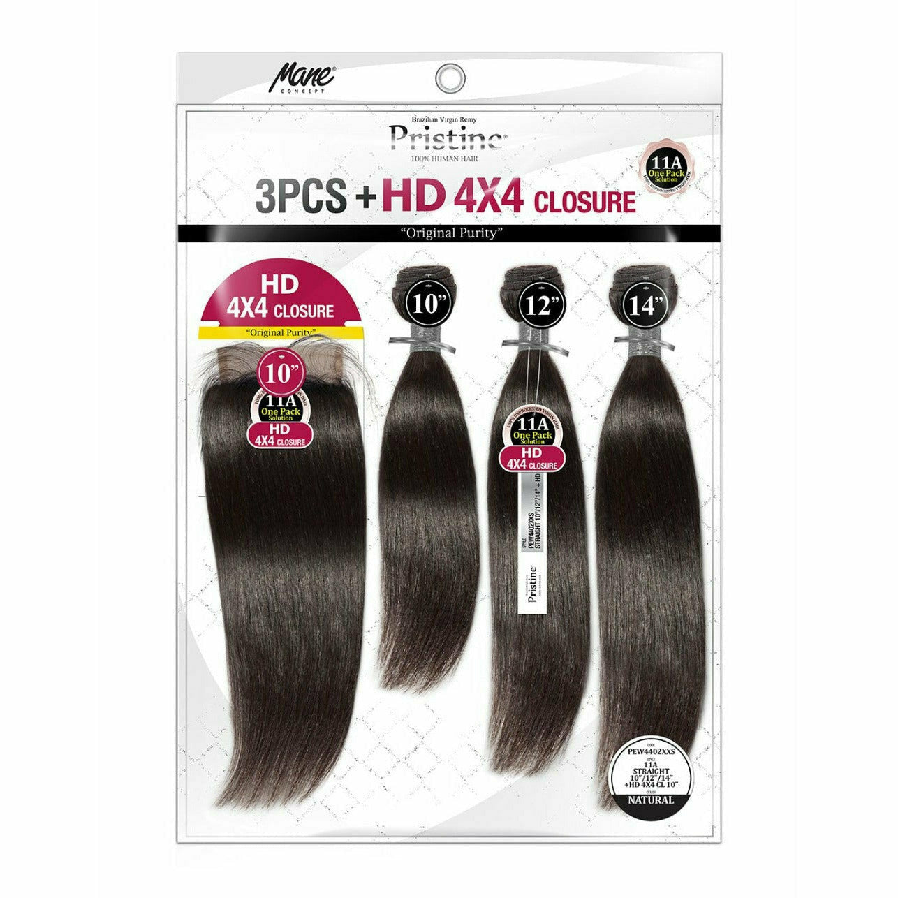Pristine: 11A 100% Unprocessed Human Hair 3 Bundle + Closure Pack - St ...