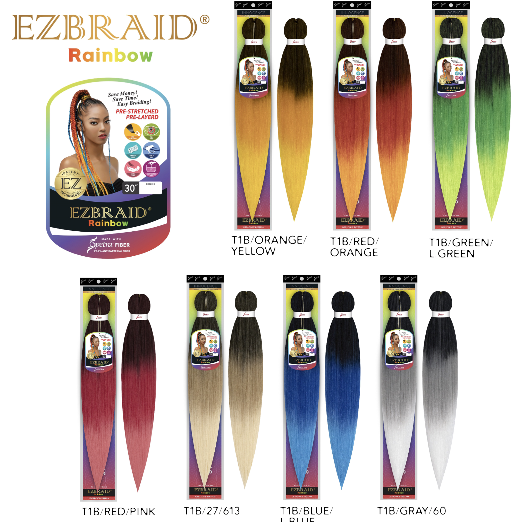 Spetra: Rainbow EZ Braid 30" (Pre-Stretched) – Beauty Depot O-Store
